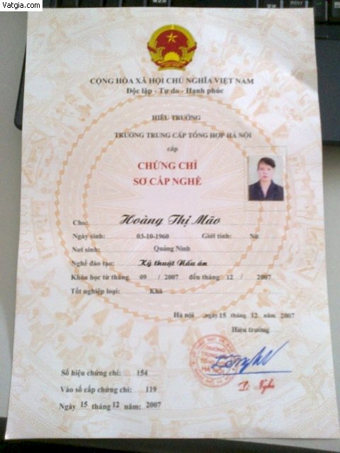 Làm Chứng Chỉ Sơ Cấp Nghề Nấu Ăn An Toàn Bảo Mật - Làm Bằng Toàn Quốc